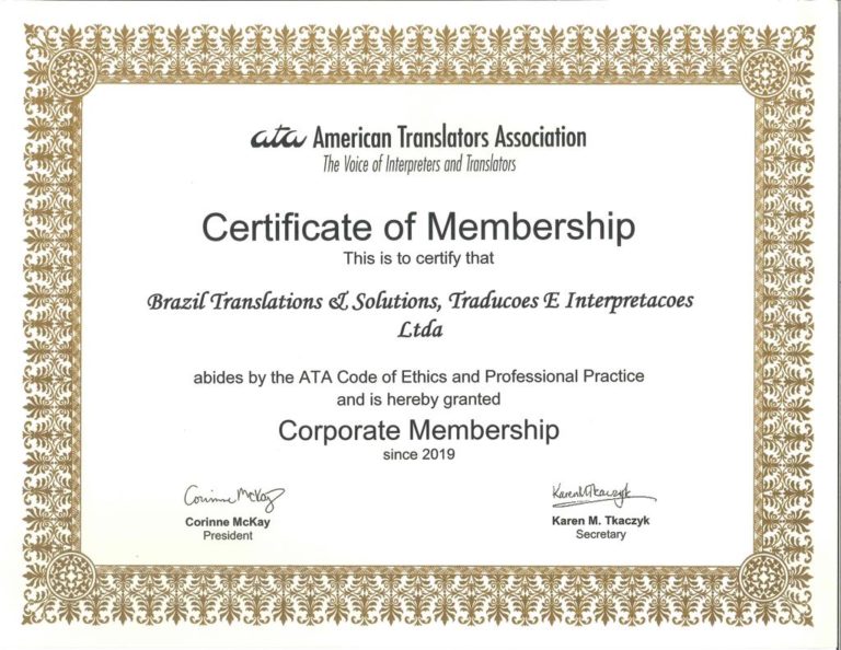Somos Membros da ATA - American Translators Association - Brazil ...